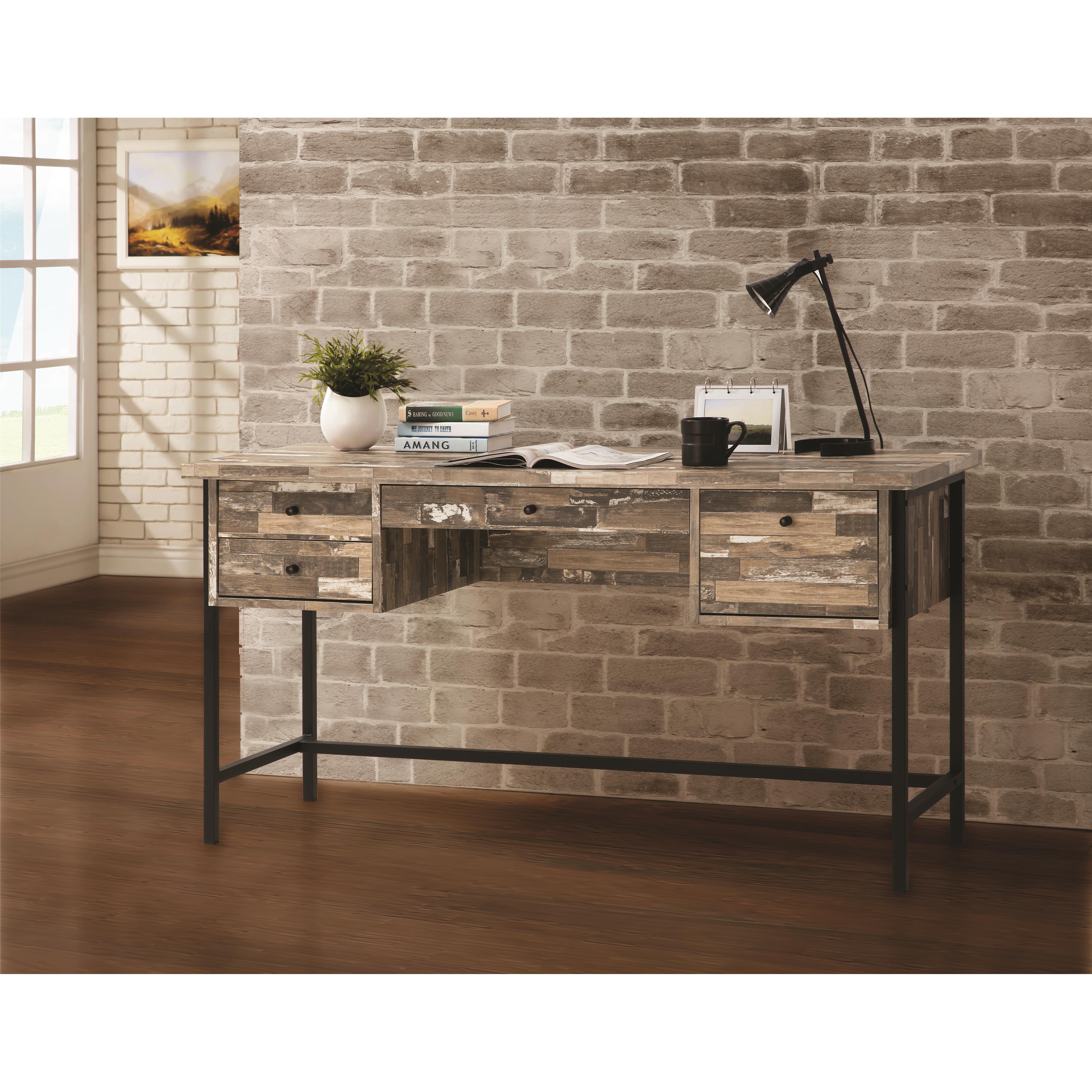 Coaster 801235 Rustic Style Writing Desk with Drawers A1 Furniture Mattress Table Desks Writing Desks